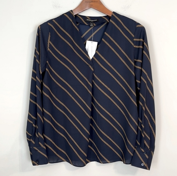 Banana Republic | Tops | Banana Republic Navy Blue Gold Chain Link ...